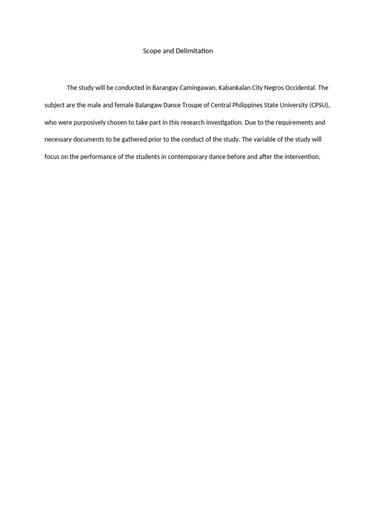 Scope and Delimitation | PDF Scope and Delimitation | PDF