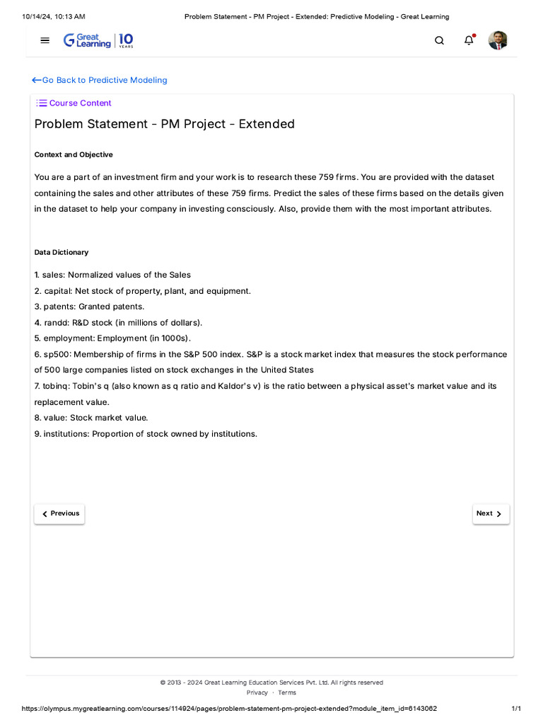 Problem Statement - PM Project - Extended - Predictive Modeling - Great ...