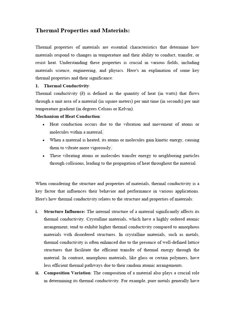 Thermal Properties of Engineering Materials | PDF | Heat | Thermal ...