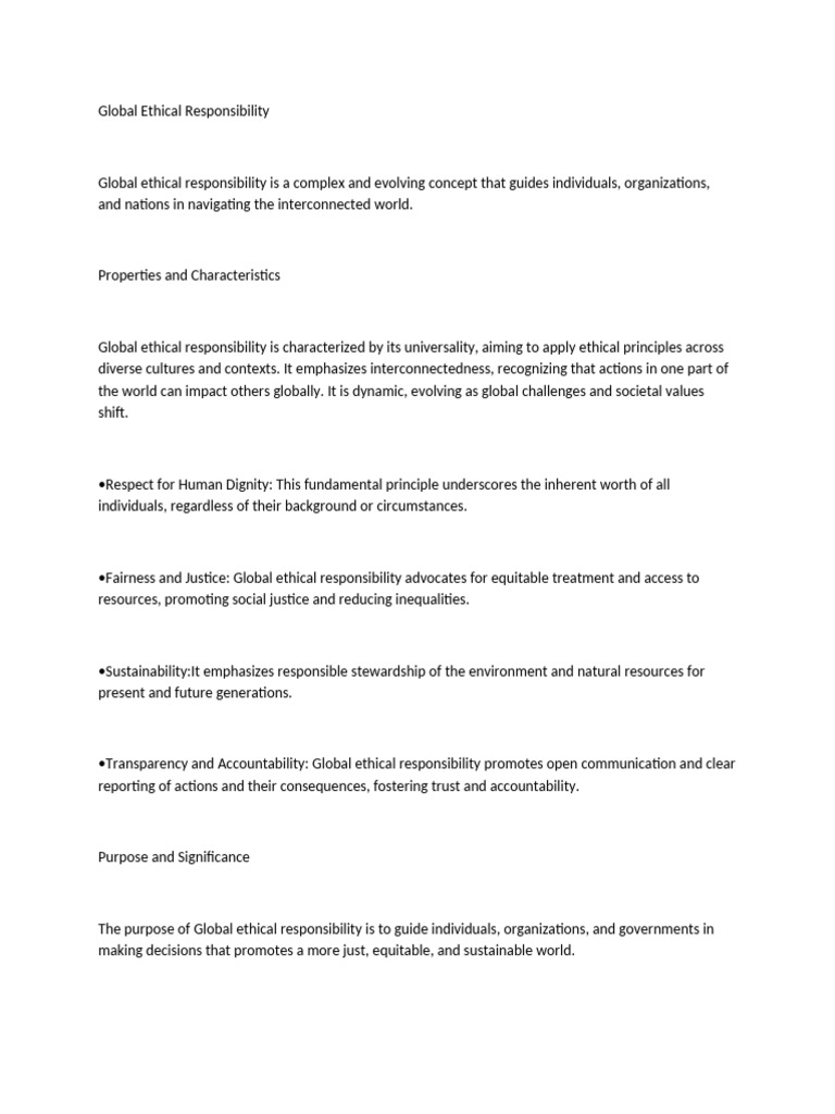 Understanding Global Ethical Responsibility | PDF | Sustainability ...
