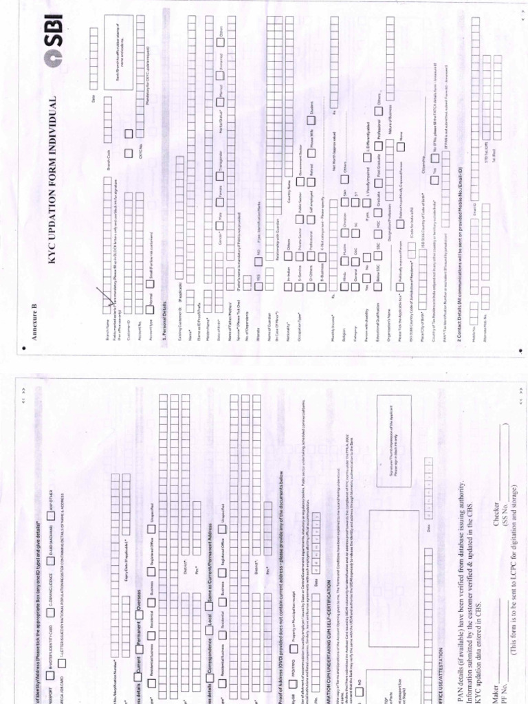 Sbi Kyc Form | PDF