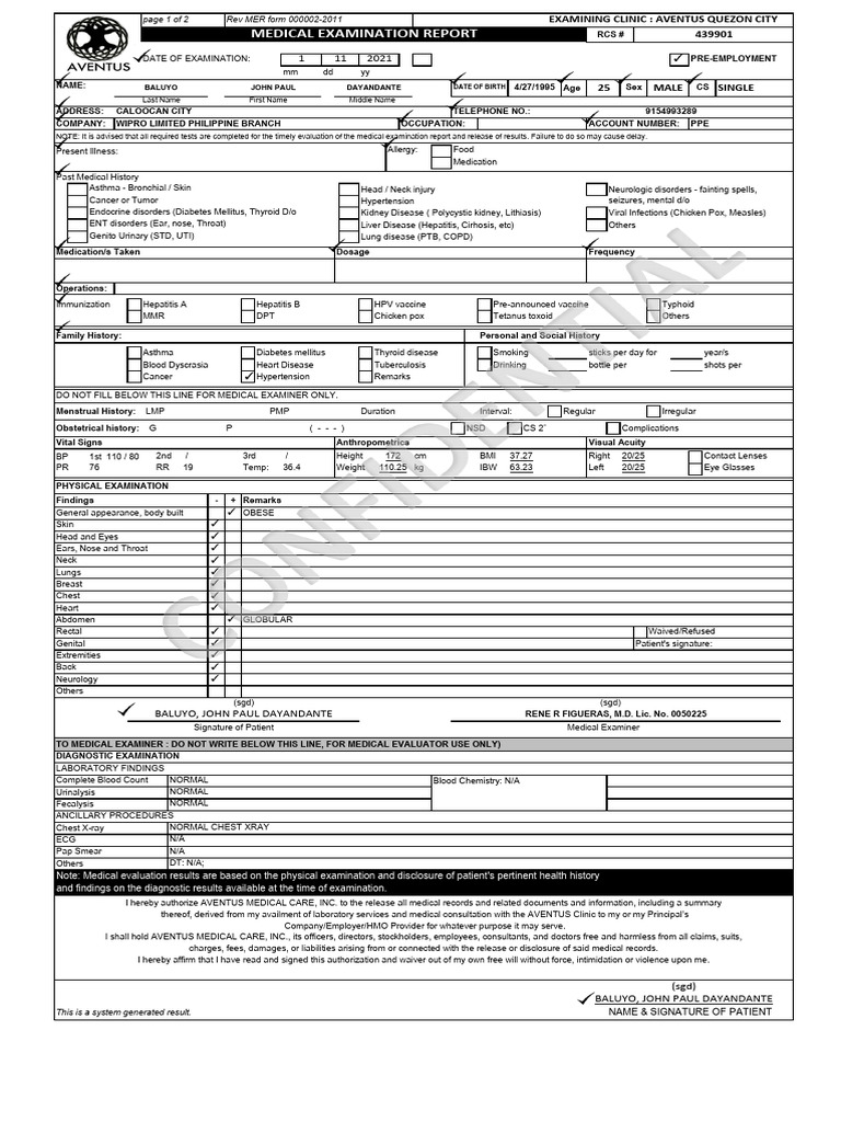 5 - 439901 - Medical Examination Report (System Generated) | PDF ...
