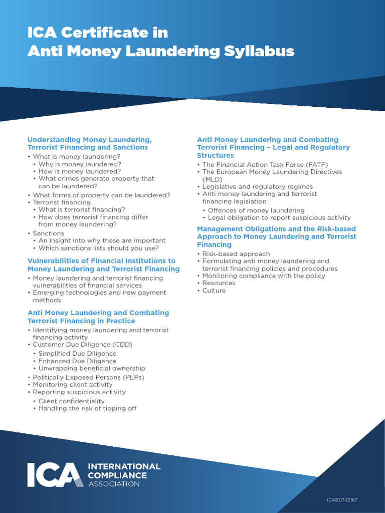 Ica Certifcate in Aml Icab07 12167 | PDF