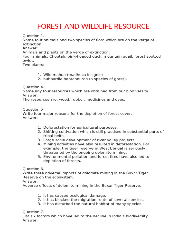 Forest and Wildlife Resource | PDF | Biodiversity | Dam