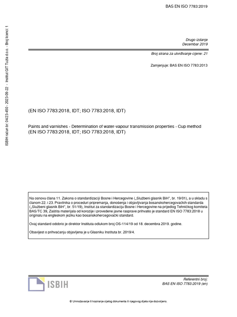 BAS EN ISO 7783:2019 Standard Overview | PDF | International ...