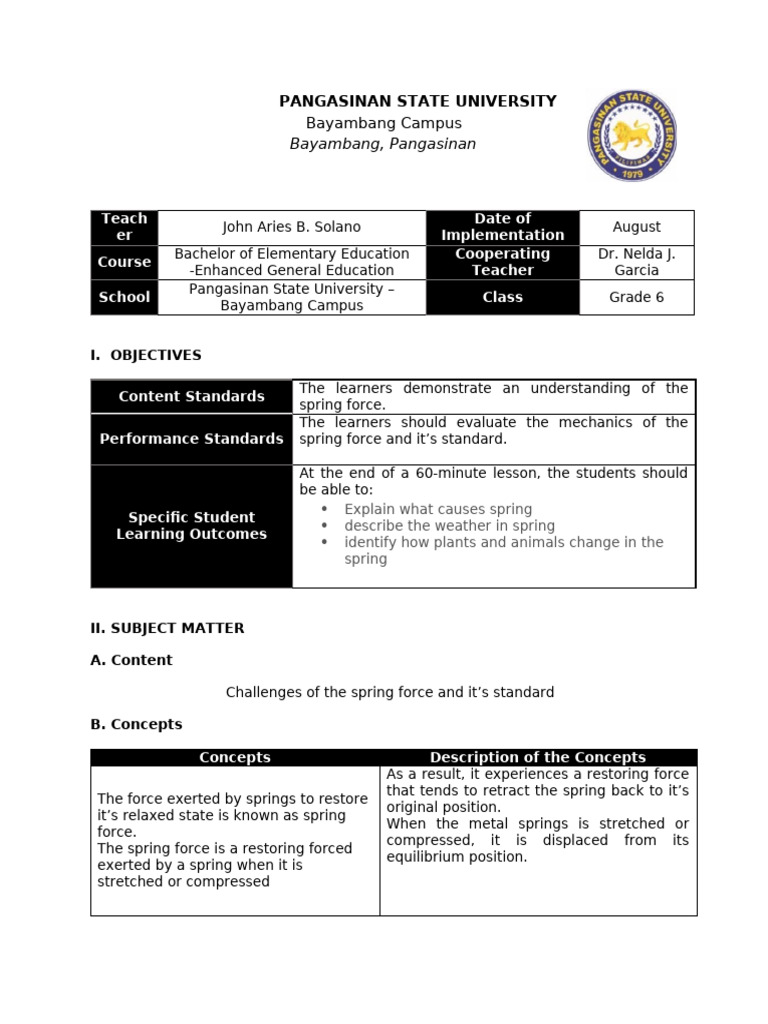 Sample 5e Lesson Plan in Science Updated 2023 | PDF | Force | Lesson Plan