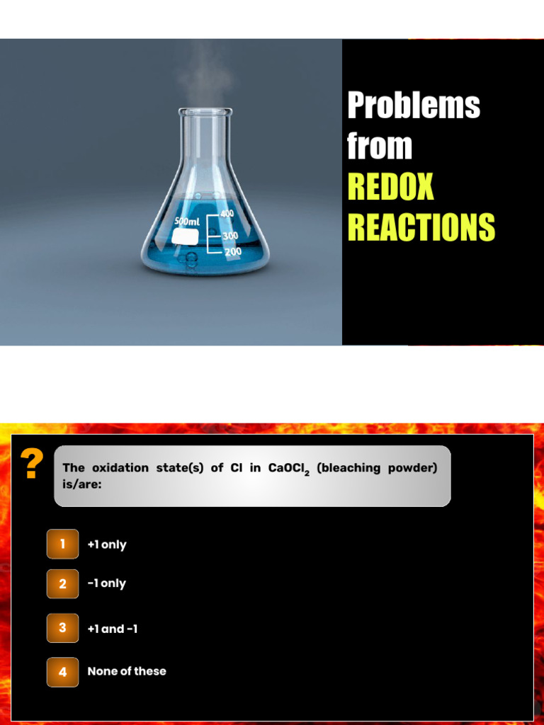 Redox Reactions - Problem Based Questions PDF | PDF | Redox | Chemical Reactions