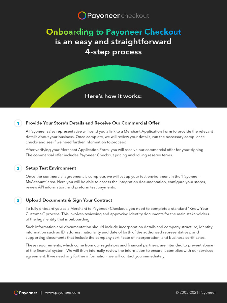 Payoneer Checkout Onboarding Steps | PDF | Point Of Sale | Business