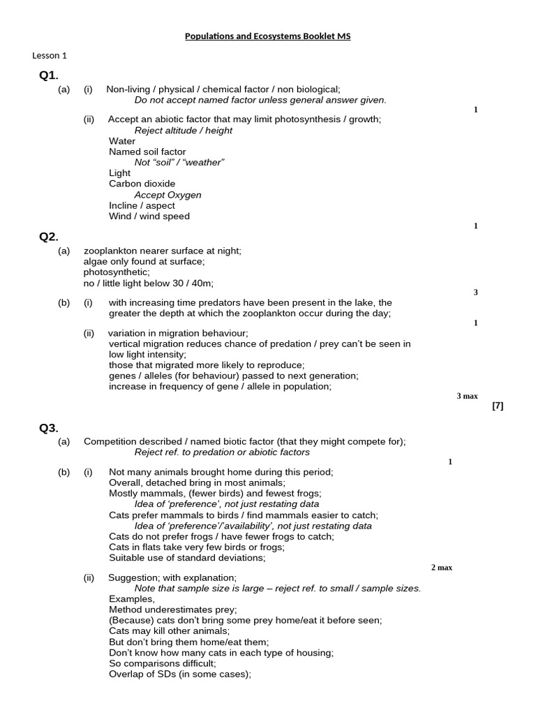 Populations and Ecosystems Study Guide | PDF | Cellular Respiration ...