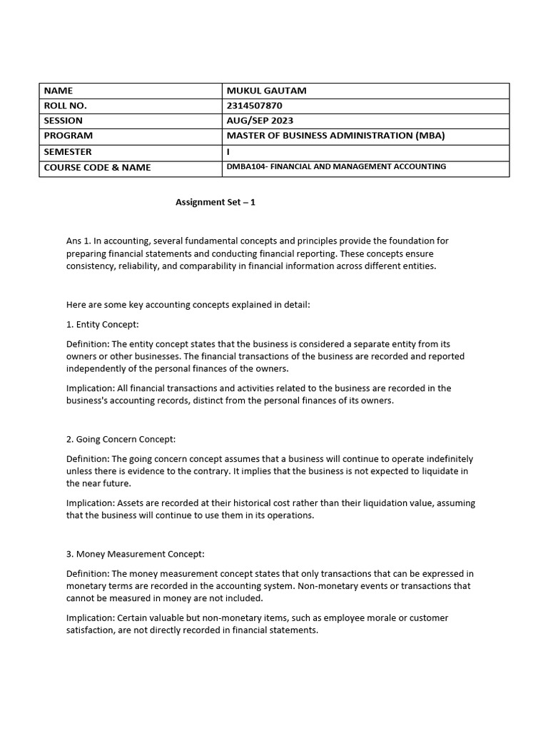 Key Accounting Concepts Explained | PDF | Debits And Credits | Expense