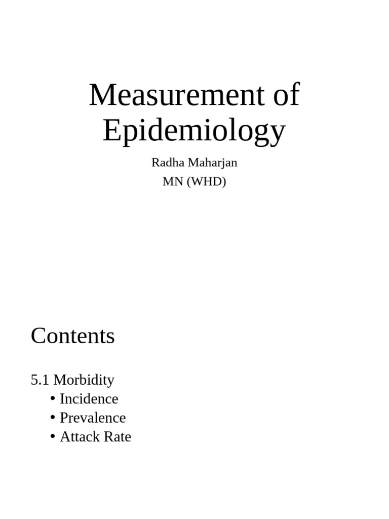 Measurement of Epidemiology: Radha Maharjan MN (WHD) | PDF | Mortality ...