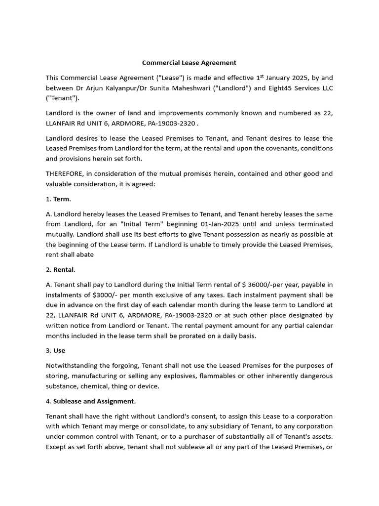 Commercial Lease Agreement Overview | PDF | Lease | Leasehold Estate