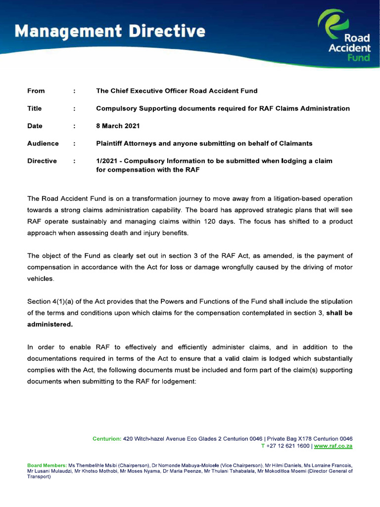 Annexure 2 Directive Compulsory Supporting Documents | PDF