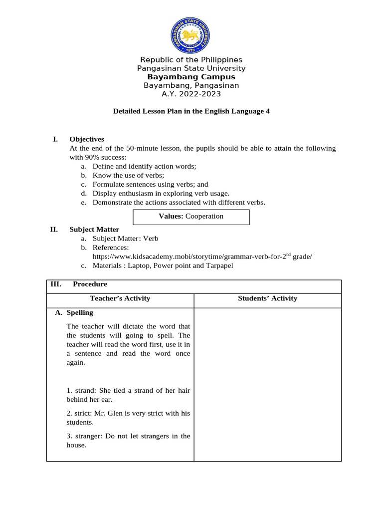 Group 5 - Detailed Lesson Plan in English Language 2 (R2) | PDF ...