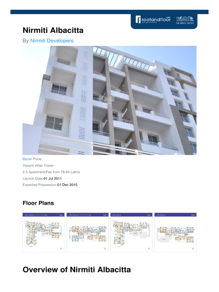 Nirmiti Albacitta Brochure | PDF | Apartment | Door