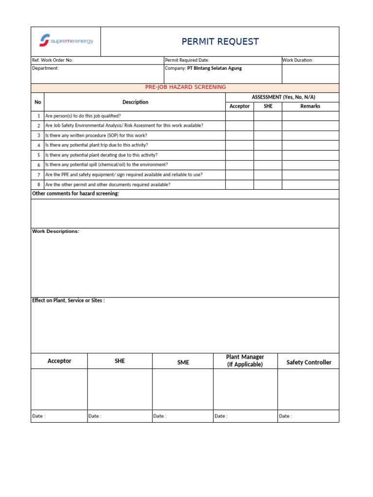 Permit Request Form | PDF