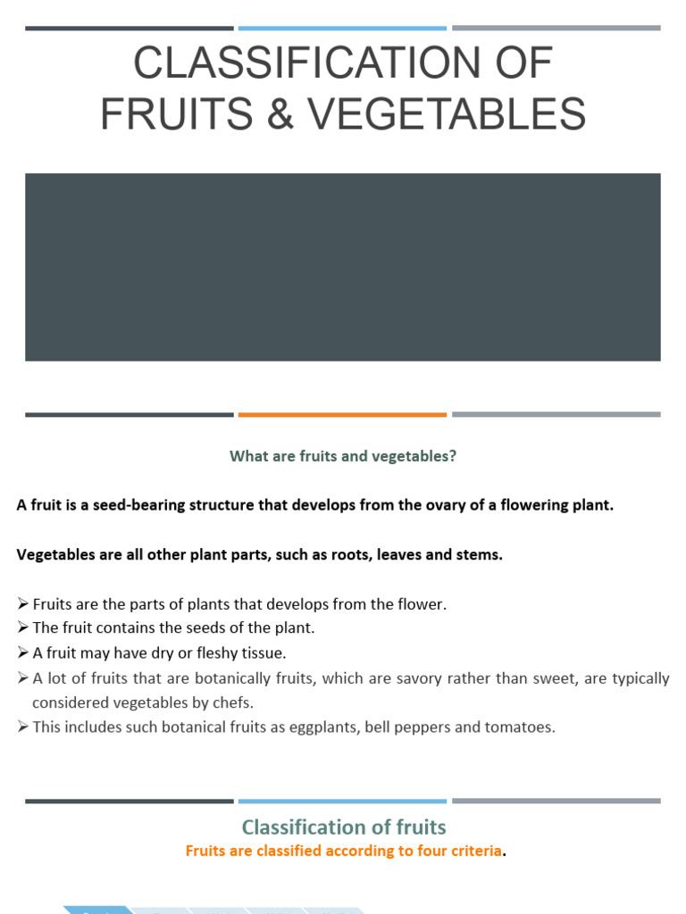 Classification of Fruits and Vegetables | PDF | Fruit | Vegetables