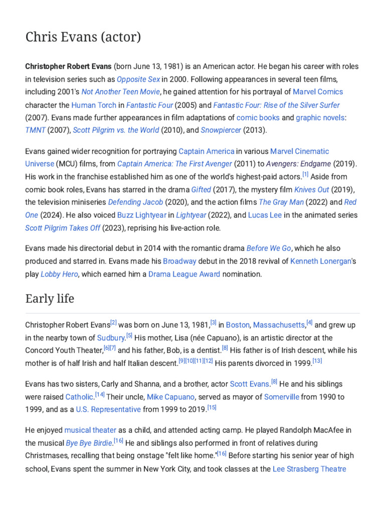 Chris Evans (actor) - | PDF