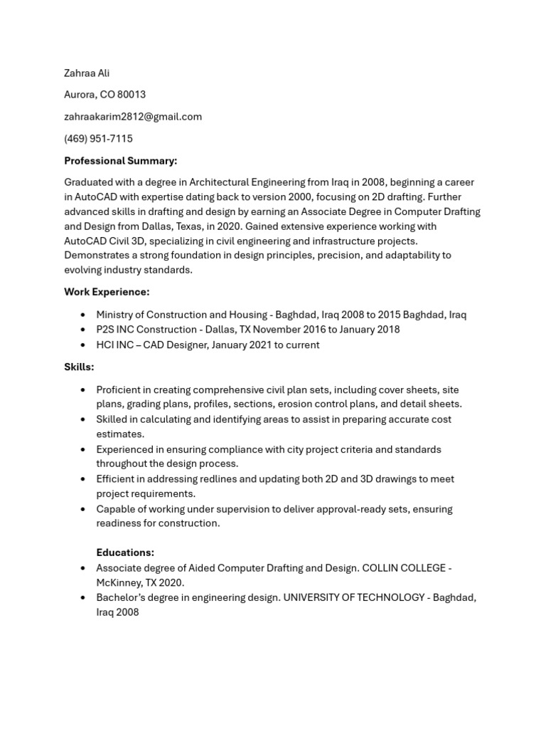 Zahraa Ali 2025 | PDF