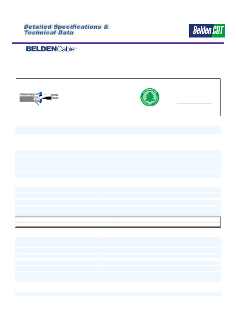 1.7 Belden 8760 Data Sheet | PDF | Wire | Electrical Conductor