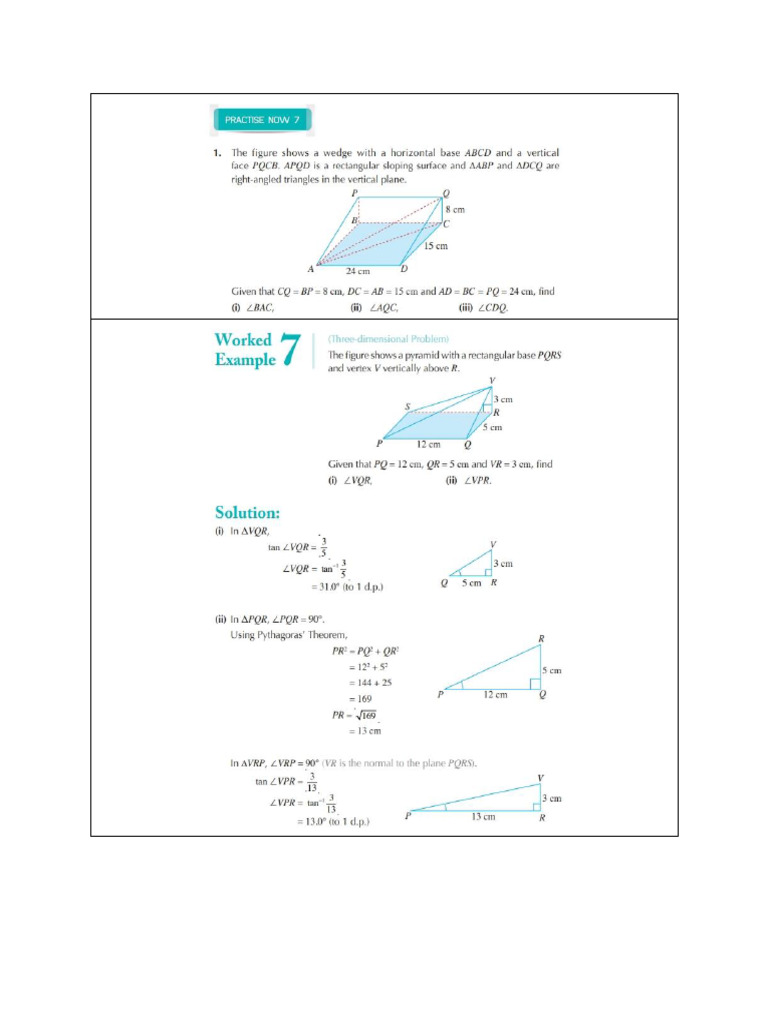 3D Trigonometry Questions | PDF