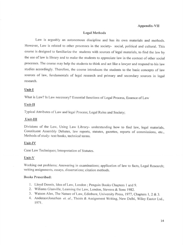 Legal Methods Syllabus | PDF