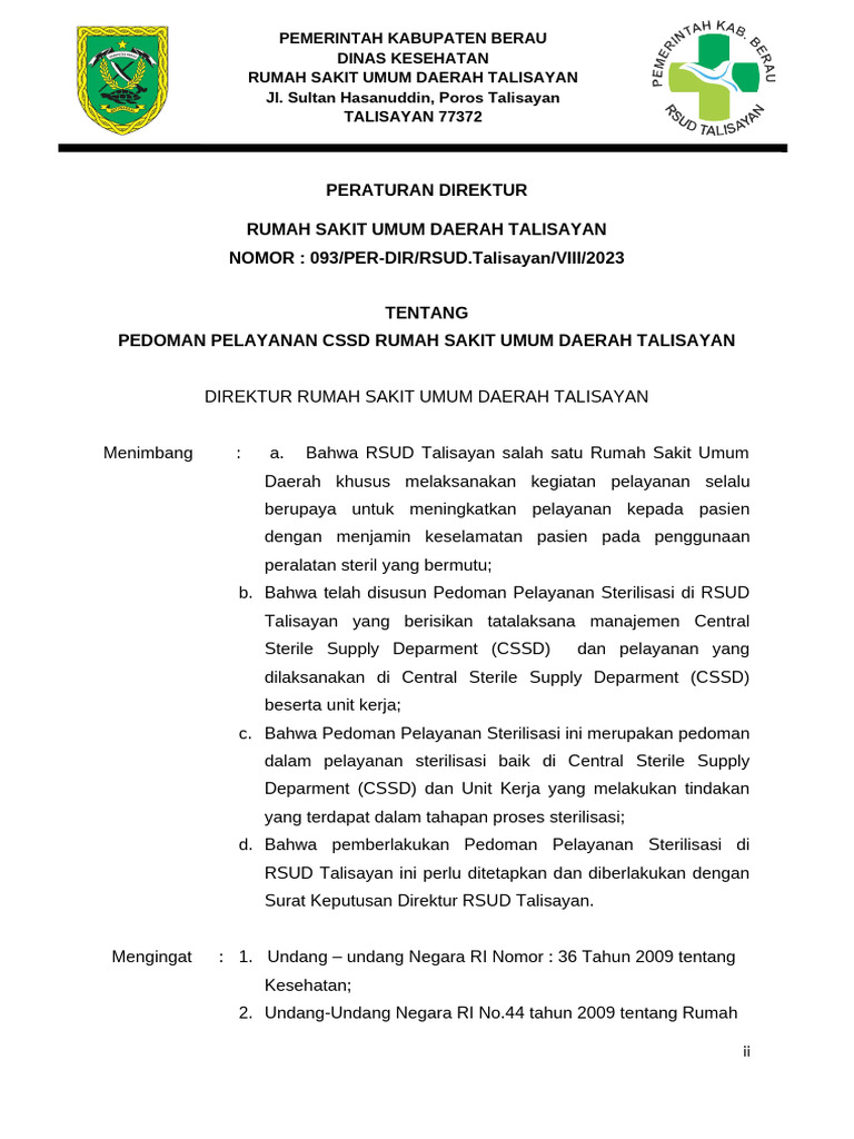 Pedoman Pelayanan CSSD | PDF