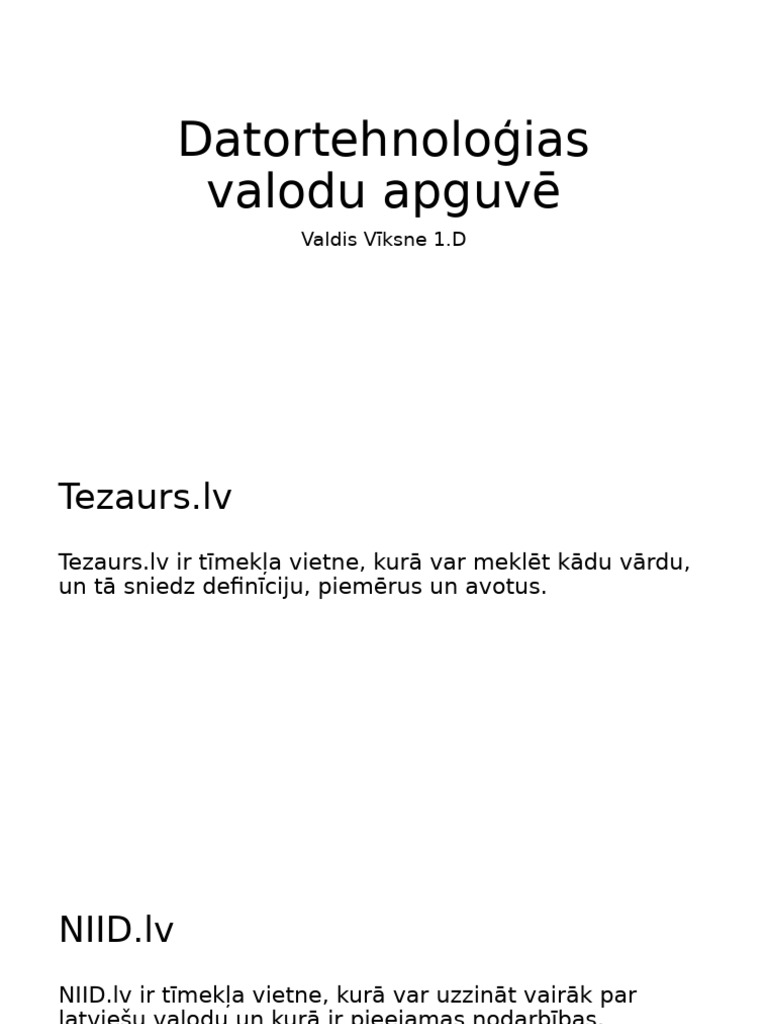 Datortehnologias Valodu Apguve VV | PDF