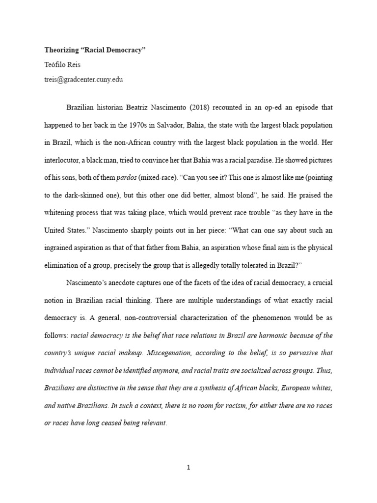 Theorizing Racial Democracy | PDF | Race (Human Categorization ...
