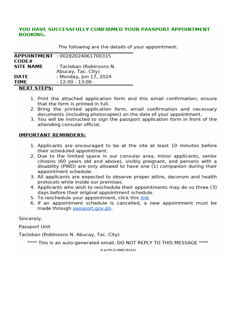 DFA Appointment | PDF