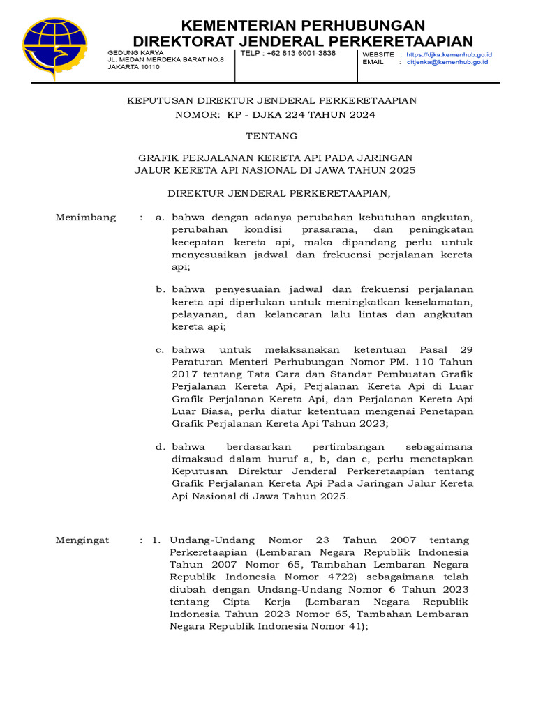 KP Djka 224 Tahun 2024 Gapeka Jawa | PDF
