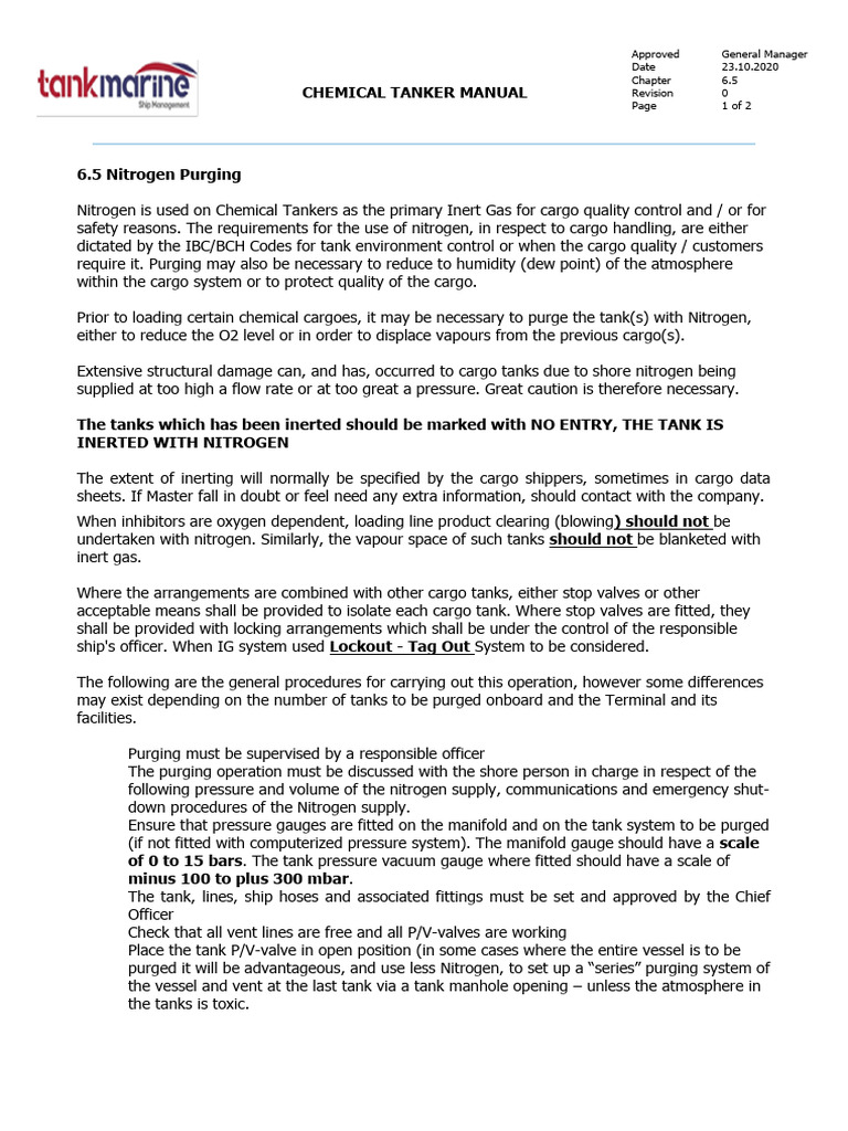 6.5 Nitrogen Purging | PDF | Valve | Oil Tanker