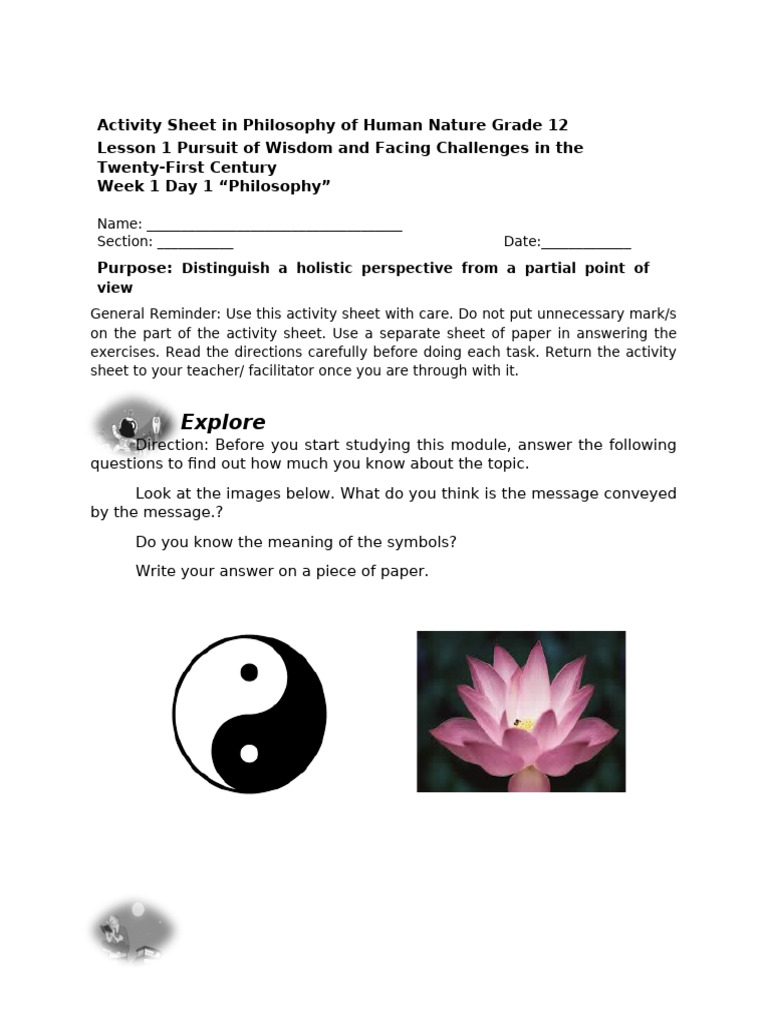 Grade 12 Philosophy Activity Sheet | PDF | Science | Natural Philosophy
