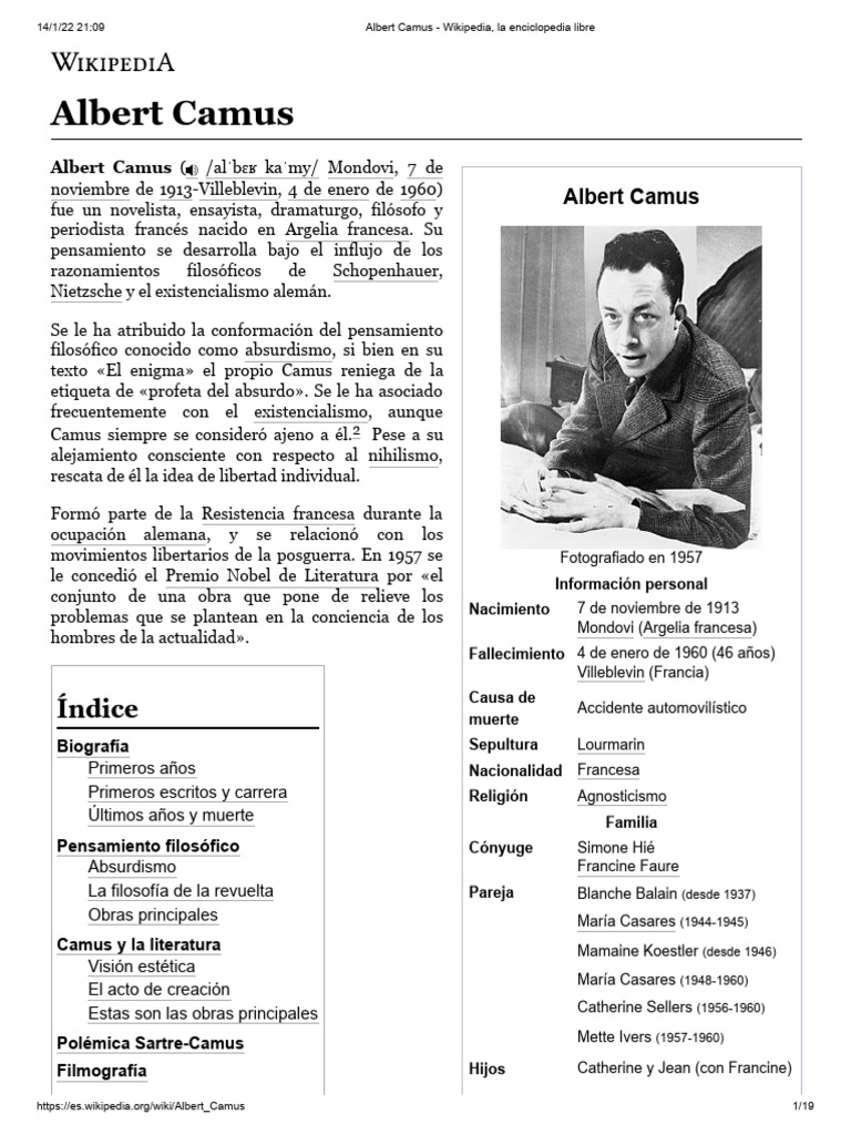 Albert Camus | PDF | Albert Camus | Existencialismo