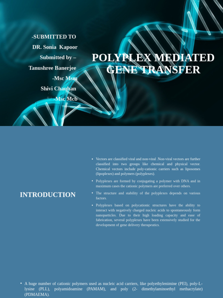 Polyplex Gene Transfer - Tanushree and Shivi | PDF | Transfection | Biochemistry