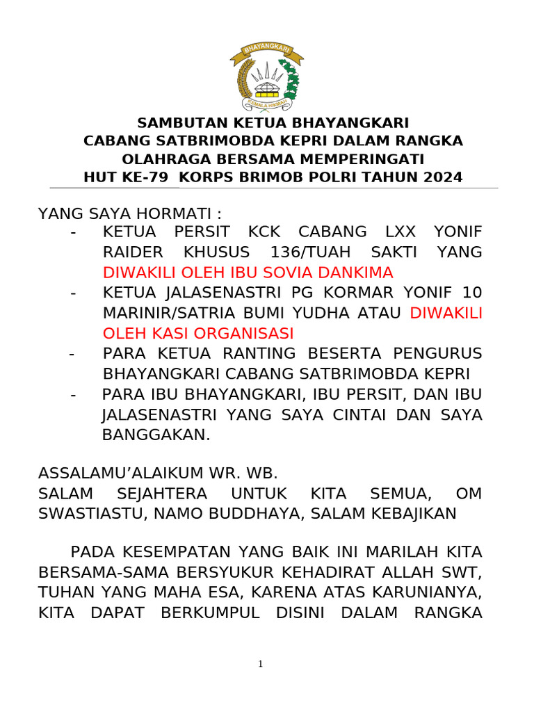 Sambutan Bhayangkari Olga Bersama | PDF