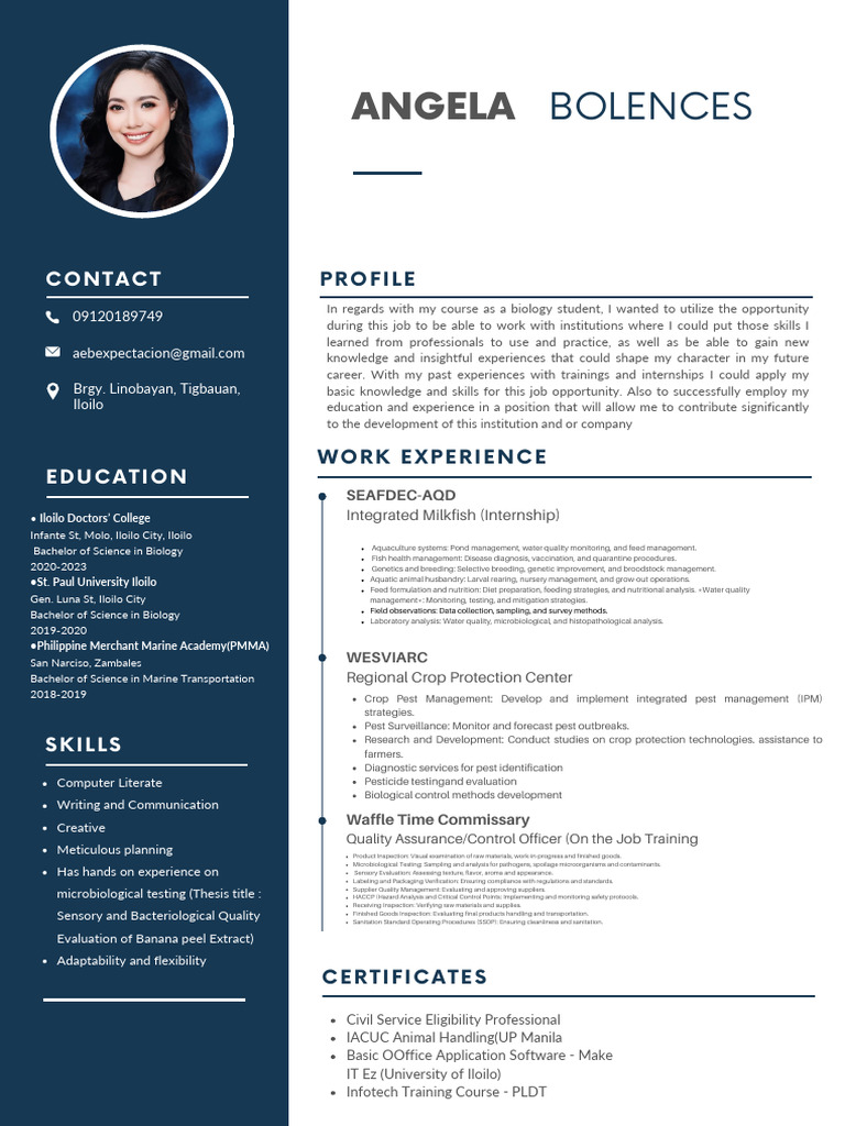 BOLENCES CV | PDF | Hazard Analysis And Critical Control Points