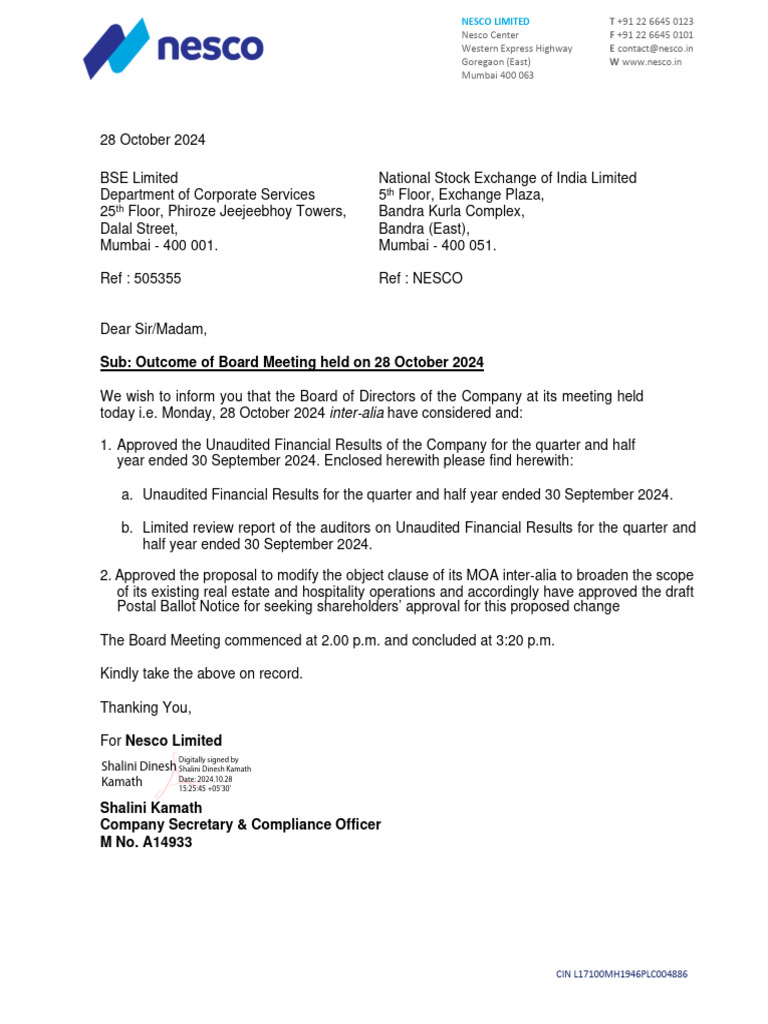 Nesco Ltd Q2 2024 Financial Results | PDF | Income Statement | Corporations