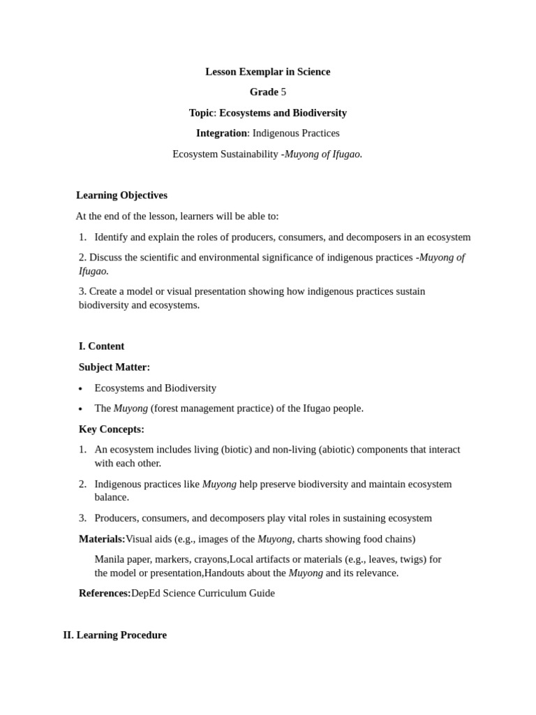 Grade 5 Ecosystems: Muyong Practices | PDF | Ecosystem | Forest Management