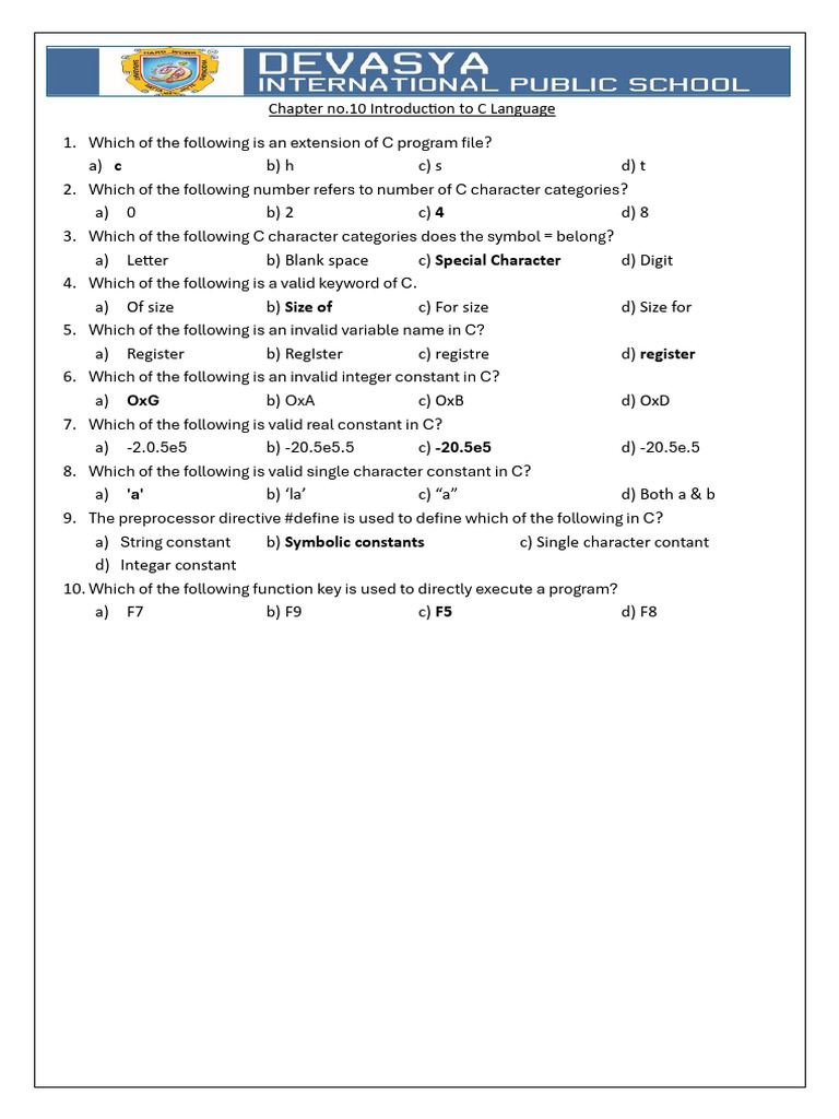 STD 10th CH 10 Introduction To C Language | PDF