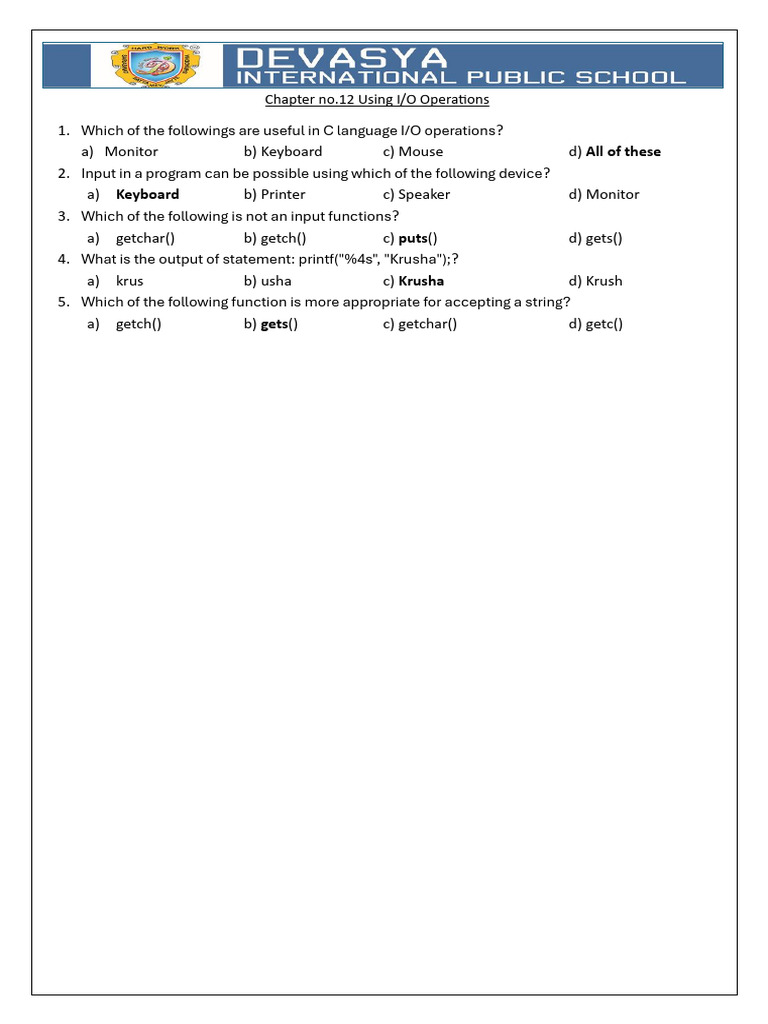 STD 10th CH 12 Using IO Operations | PDF