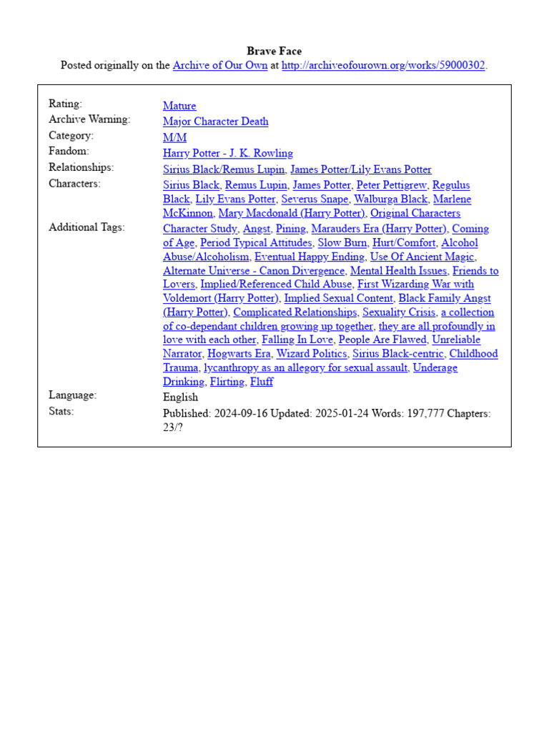 Brave Face (1) | PDF | Harry Potter