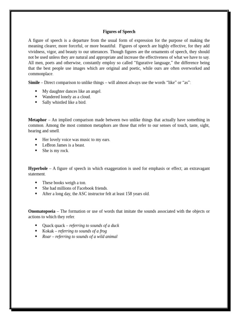 Figures of Speech - Handout | PDF