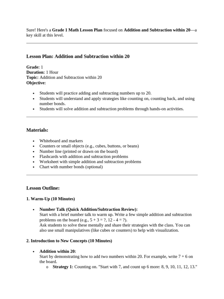 math grade 1 | PDF | Learning