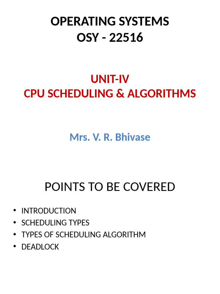 CHAPTER-IV PROCESS SCHEDULING | PDF | Scheduling (Computing) | Process (Computing)
