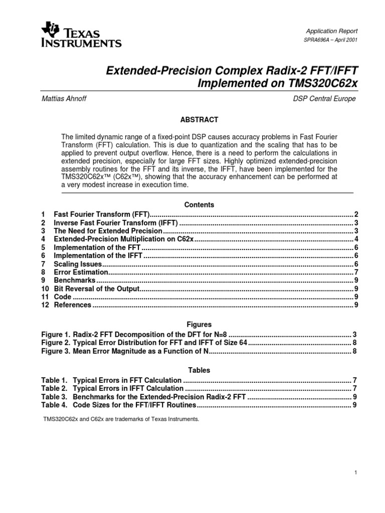 Extended-Precision Complex Radix-2 FFT/IFFT Implemented On TMS320C62x | PDF | Fast Fourier ...