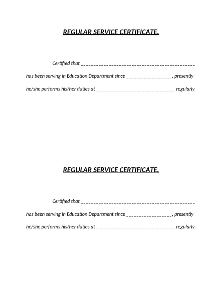 Regular Service Certificate Template | PDF