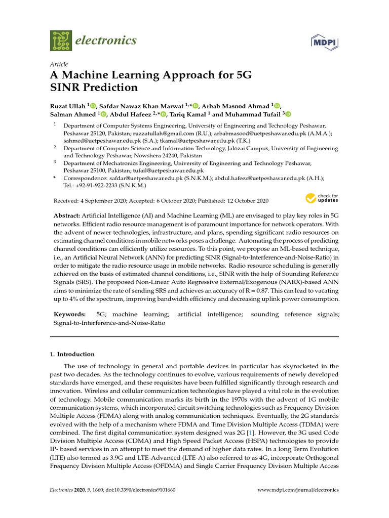 5G SINR Prediction Using Machine Learning | PDF | Channel Access Method ...