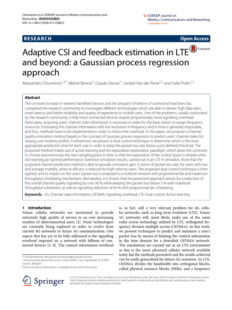 Adaptive CSI Feedback Estimation LTE | PDF | Covariance | Normal Distribution