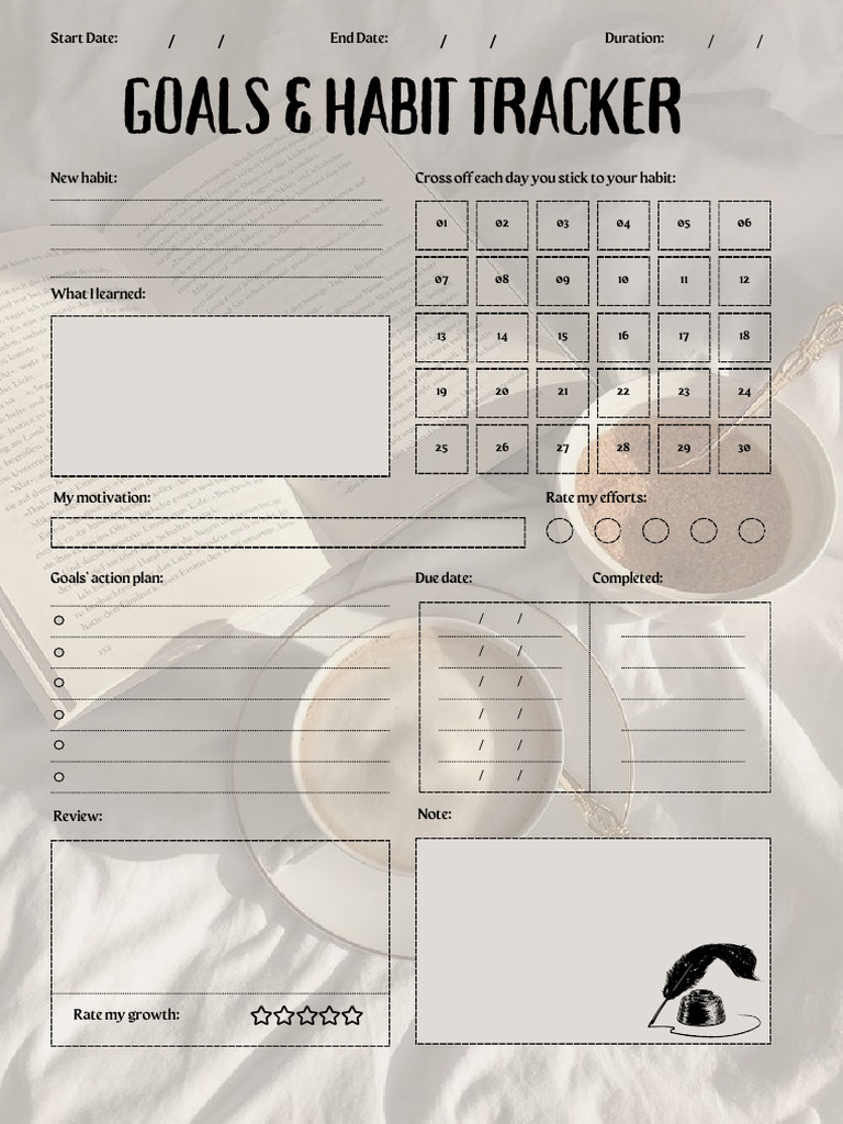 Beige Goals and Habit Tracker Planner - 20250125 - 192201 - 0000 | PDF